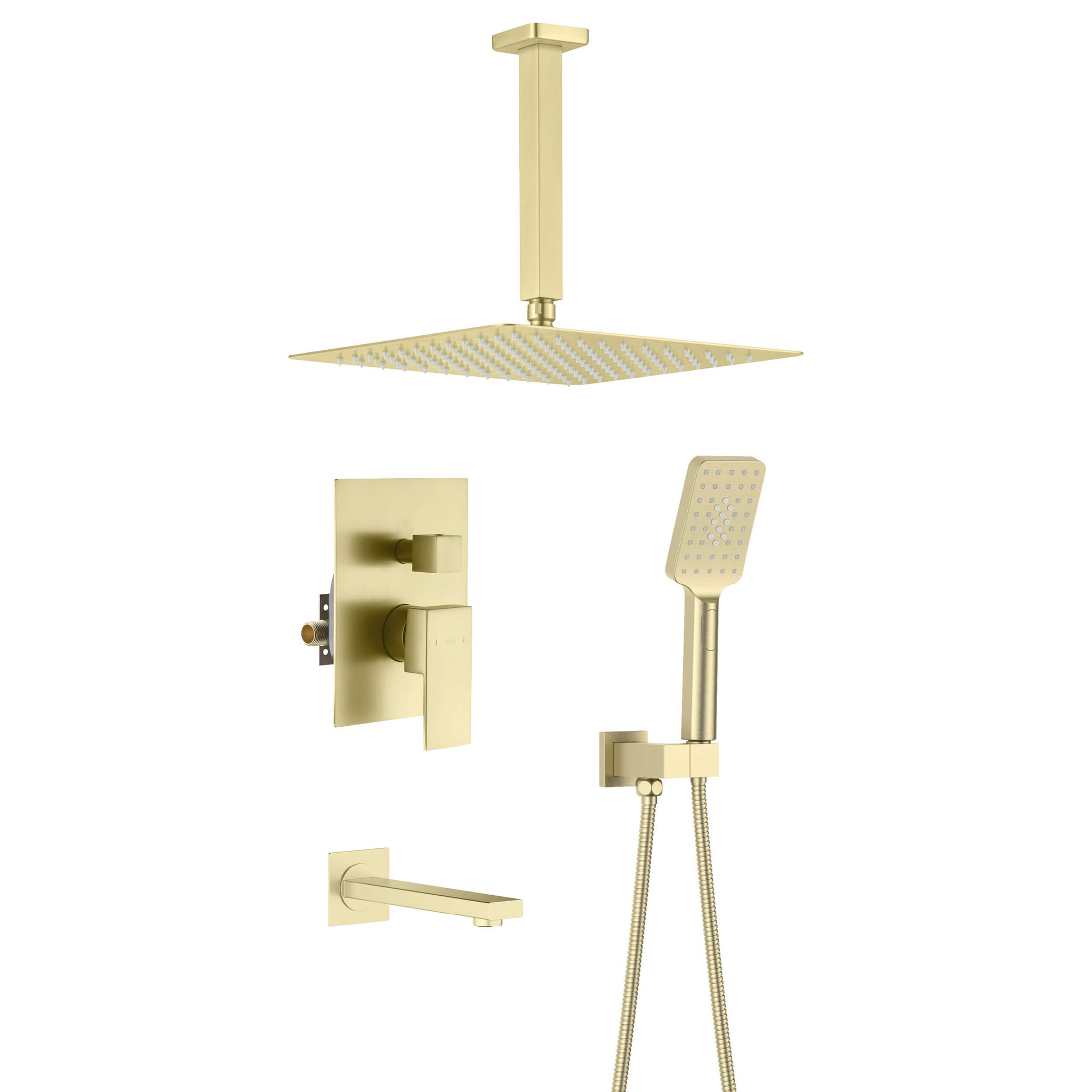 Cube Pressure Balanced Ceiling Mounted 3-Function Shower System with R